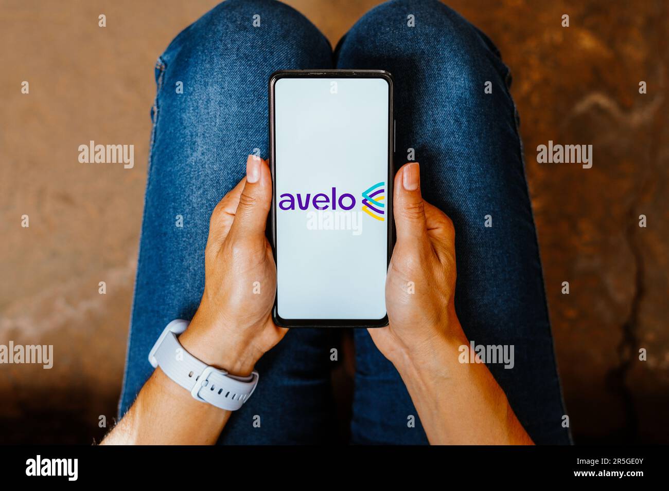 In this photo illustration, the Avelo Airlines logo is displayed on a ...