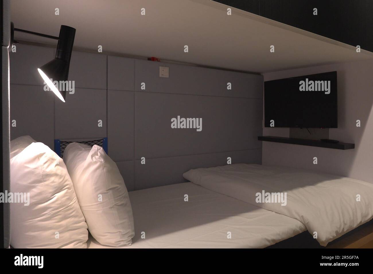 The sleep cabin at the KLM crown business lounge in Schiphol airport in ...