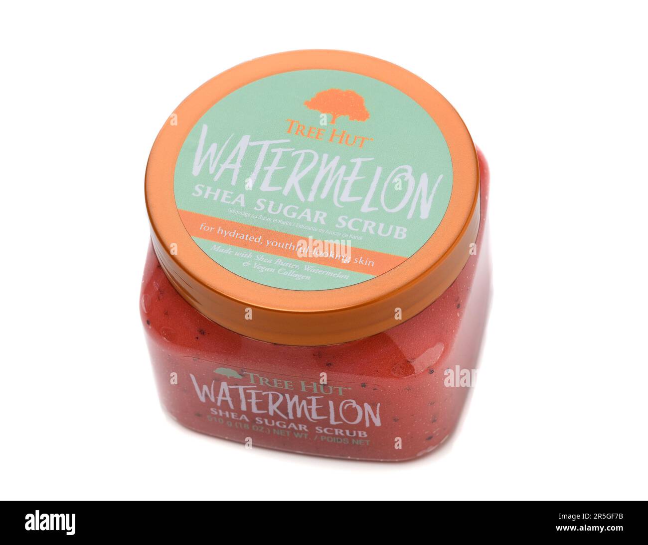 IRIVNE, CALIFORNIA - 02 June 20223: A jar of Tree Hut Watermelon Shea ...