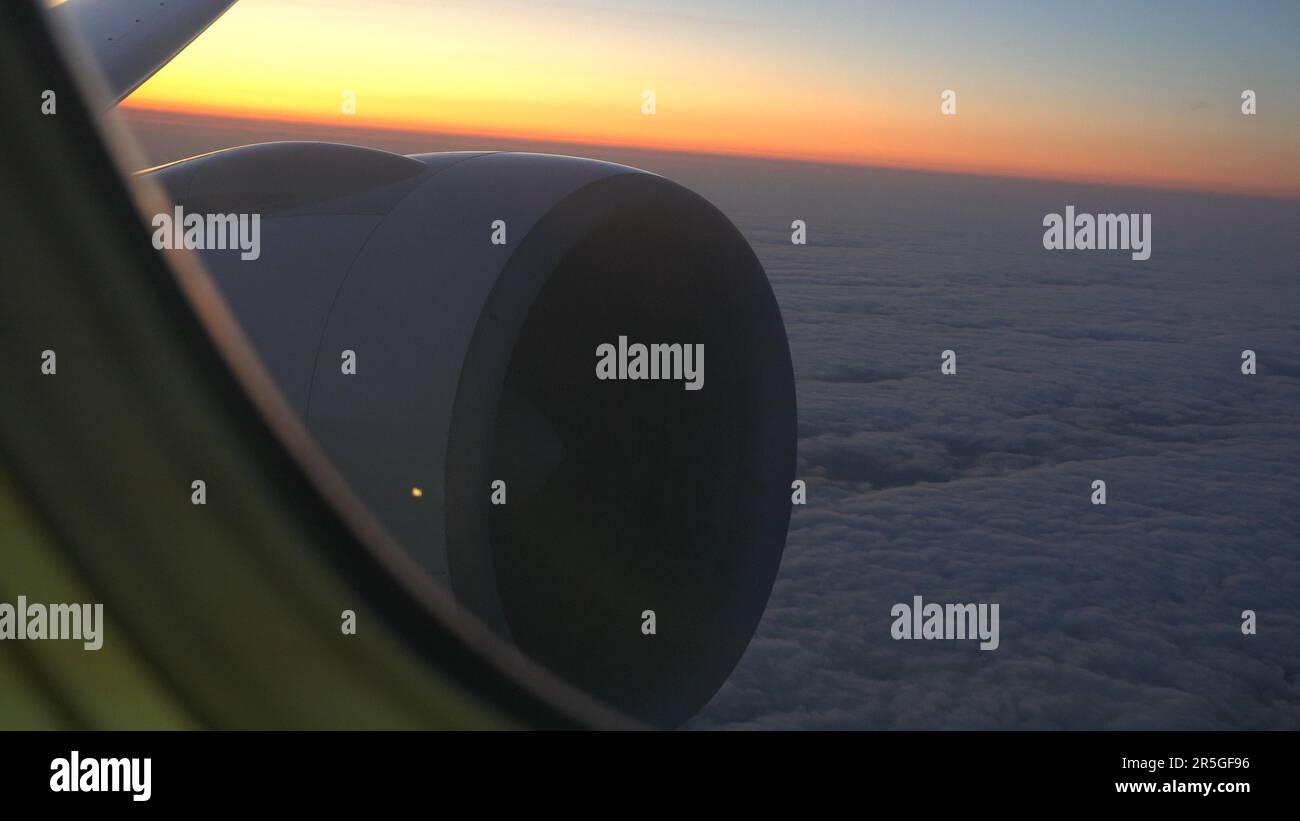 View of clouds from the window of Boeing 777-200 during flight Stock ...