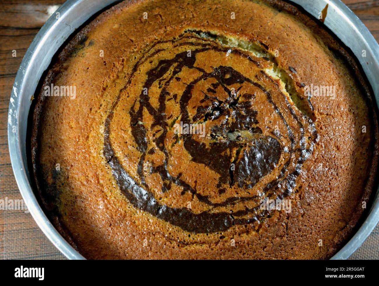 Tiger marbled sponge cake, components of flour, butter, oil, vanilla ...