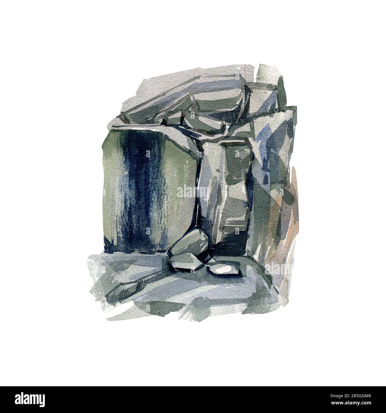 Set granite grey rock stones conglomerate isolated on white background ...