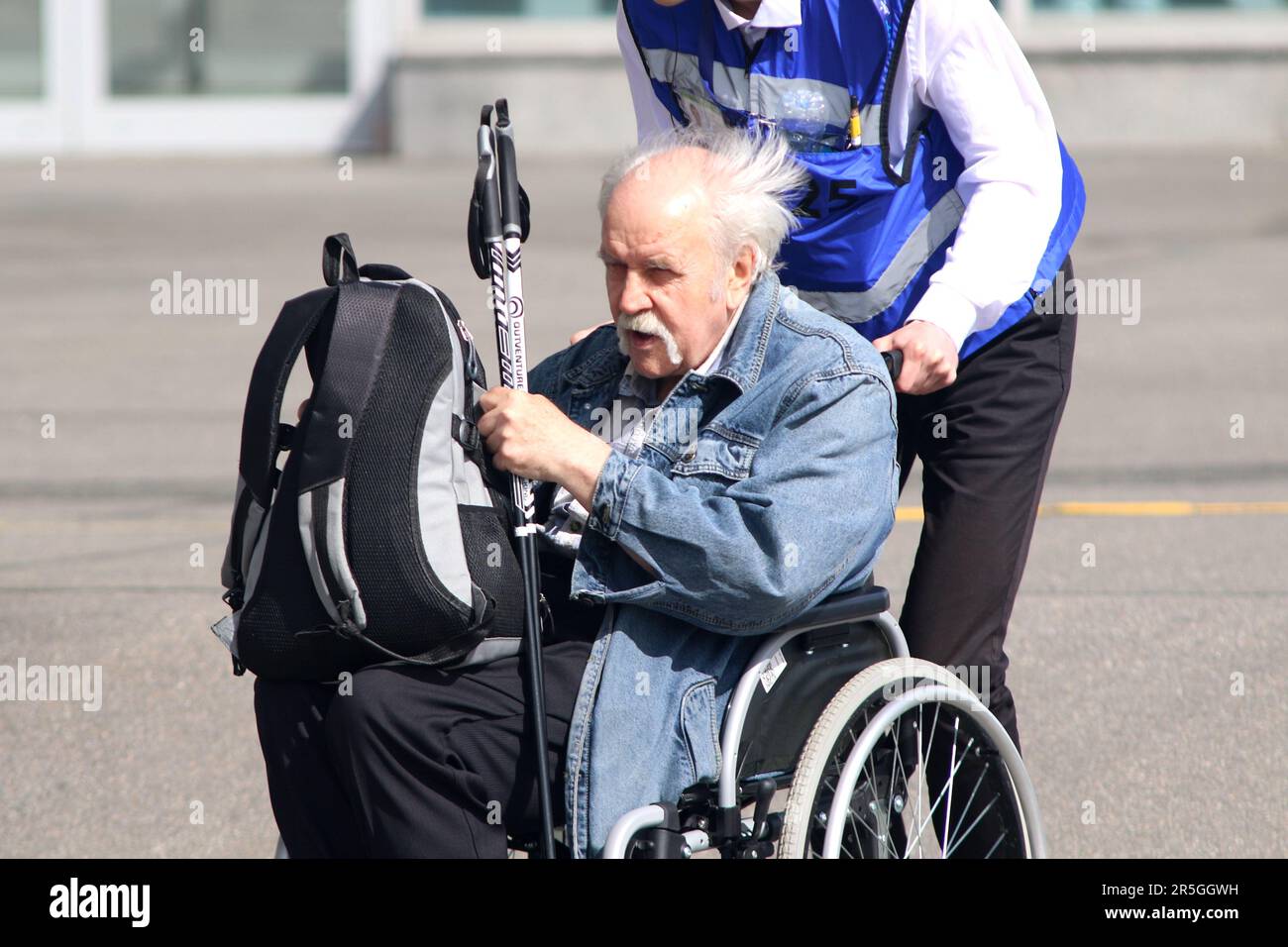 Russian Federation. Saint-Petersburg. Summer, June. Disabled, retired ...