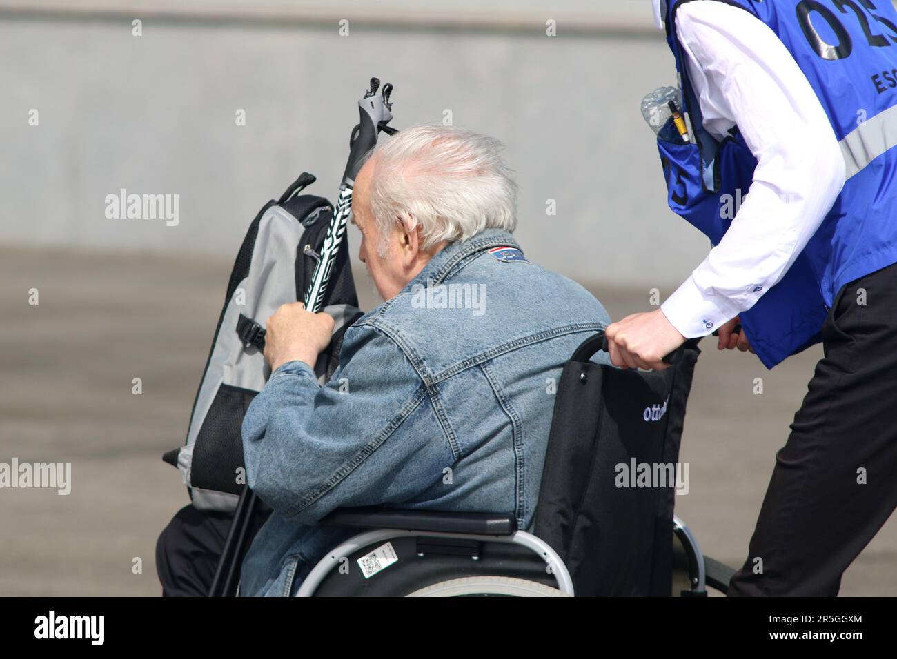 Russian Federation. Saint-Petersburg. Summer, June. Disabled, retired ...