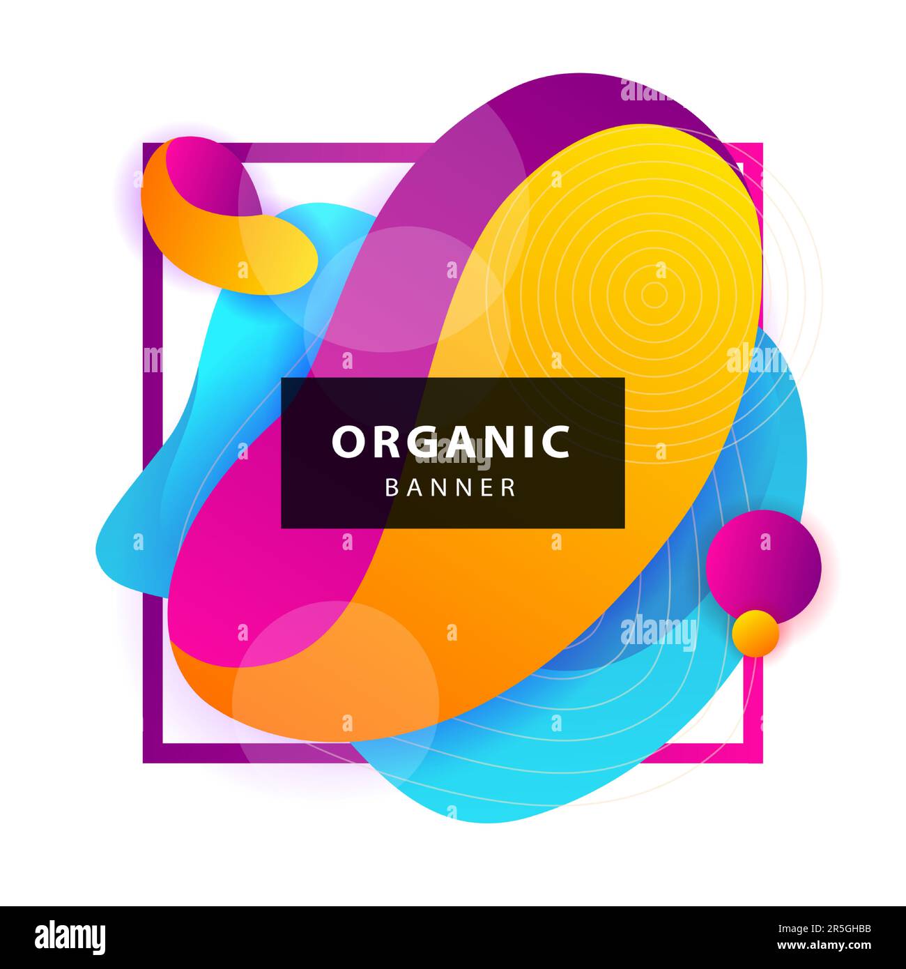 Purple, yellow, blue abstract fluid forms with frame Stock Vector Image ...