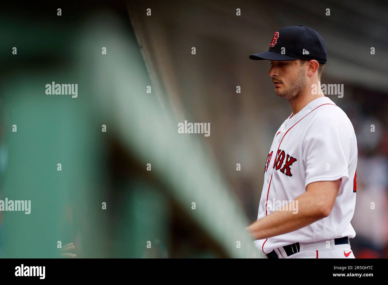 Boston Red Sox's Garrett Whitlock leaves the field after being relieved ...