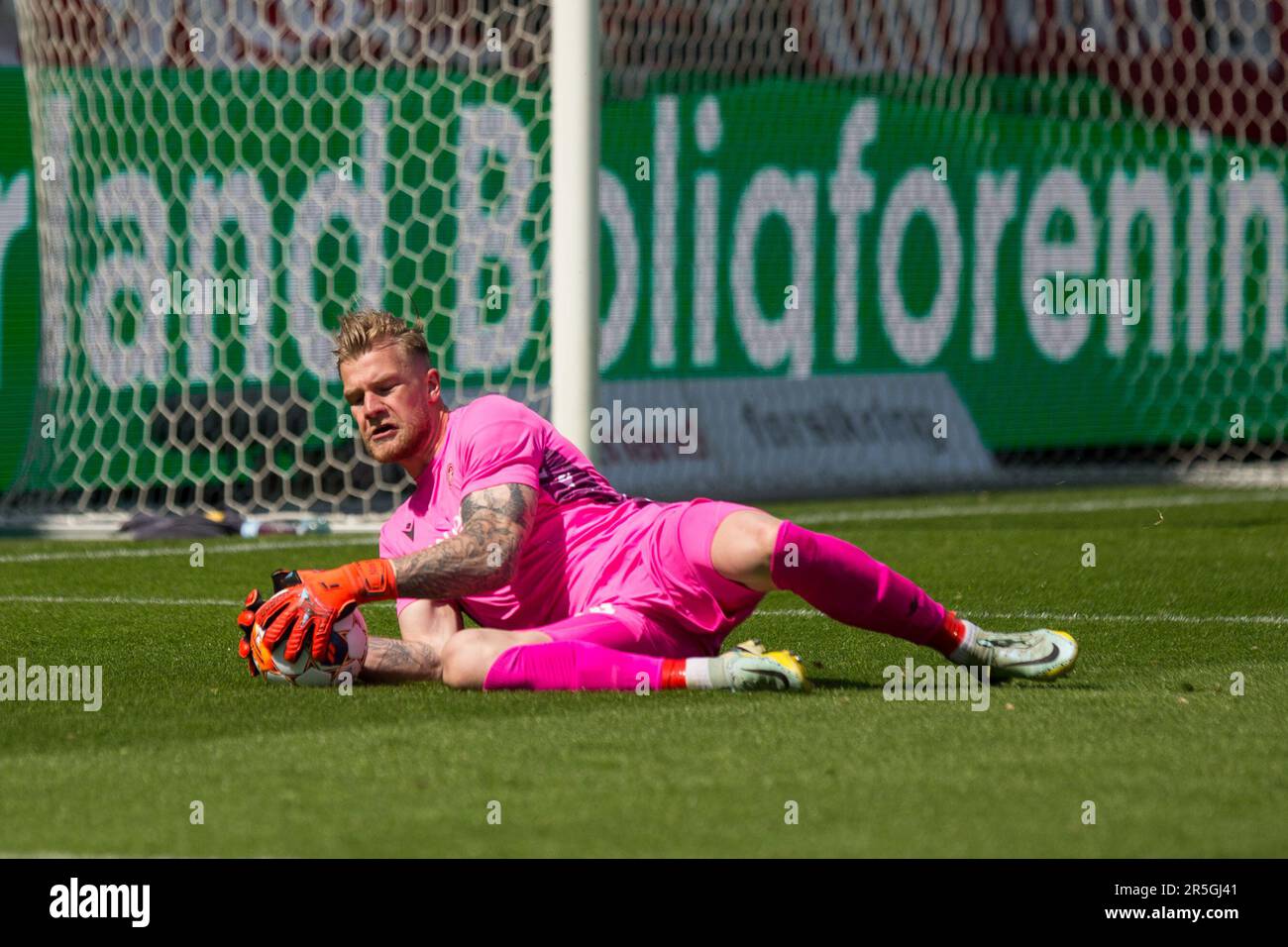 Aalborg, Denmark. 03rd June, 2023. Goalkeeper Nico Mantl (40) of AaB ...