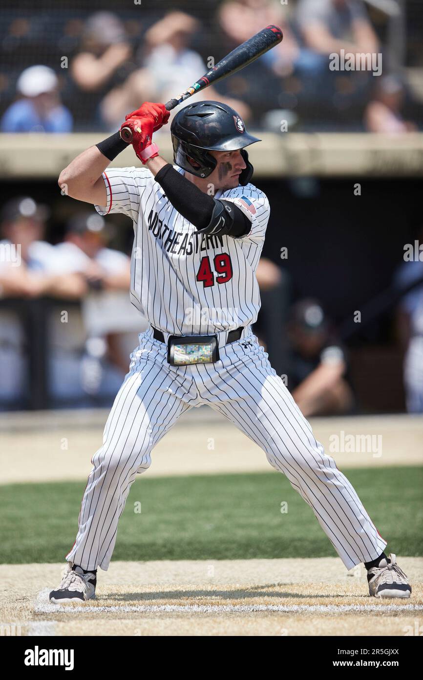 Gregory Bozzo (49) of the Northeastern Huskies at bat against the ...