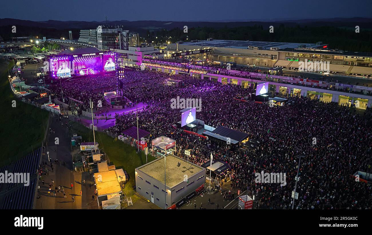 03 June 2023, Rhineland-Palatinate, Nürburg: Rock fans populate the ...