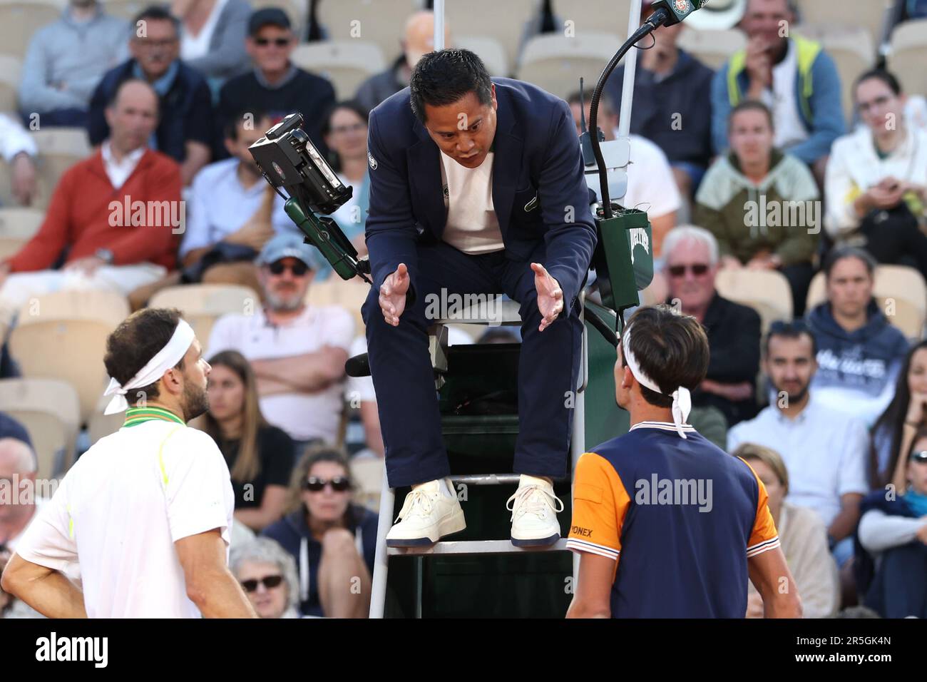 Paris, France. 3rd June, 2023. Chair umpire James Kheothavong (M ...