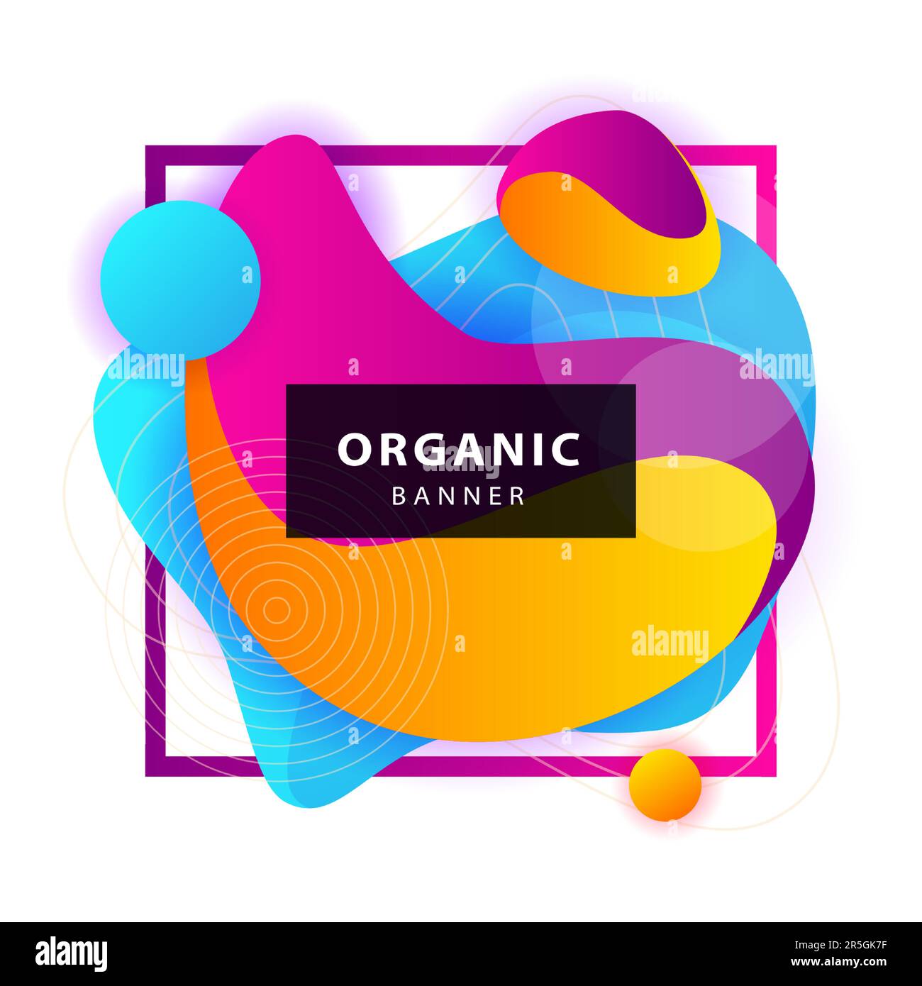 Yellow, blue, purple abstract organic forms with frame Stock Vector ...