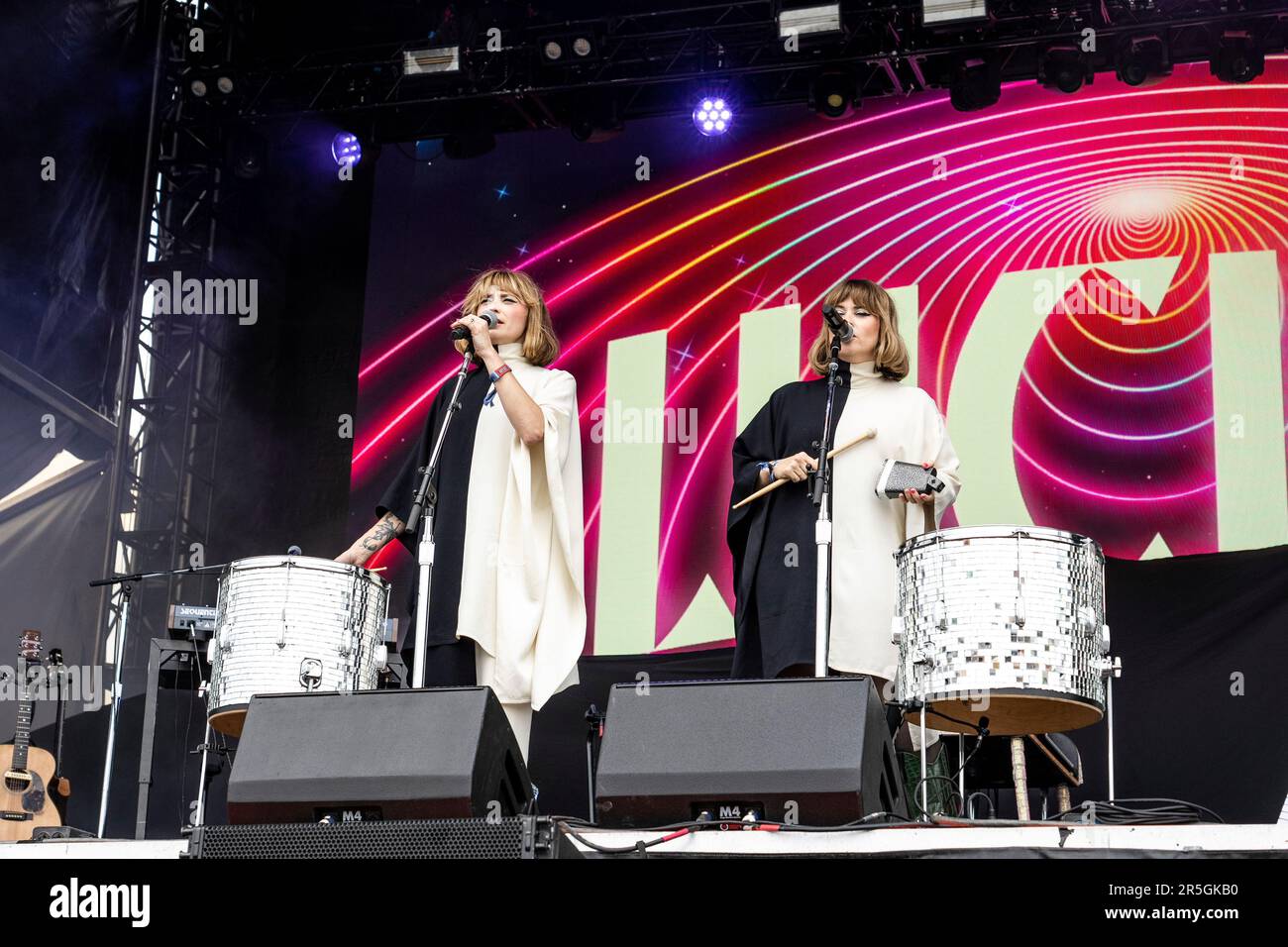 Holly Laessig, left, and Jess Wolfe of Lucius perform at Railbird Music ...