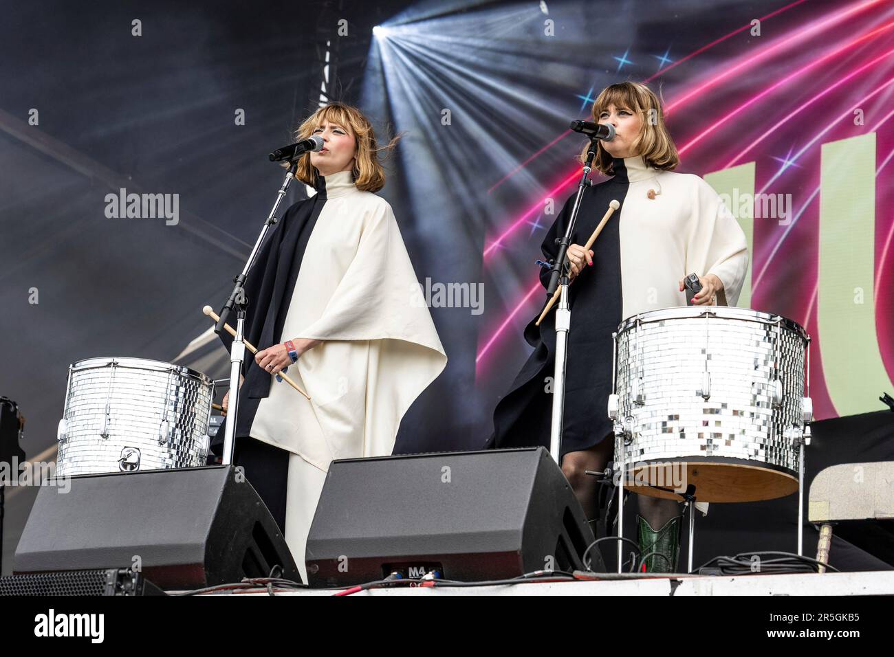 Holly Laessig, left, and Jess Wolfe of Lucius perform at Railbird Music ...