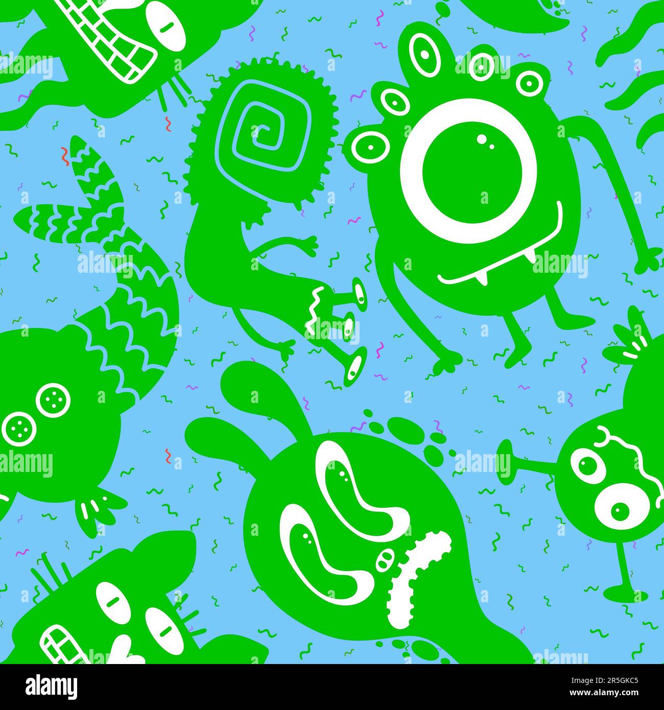 Cartoon monsters seamless emoticons aliens pattern for kids clothes ...