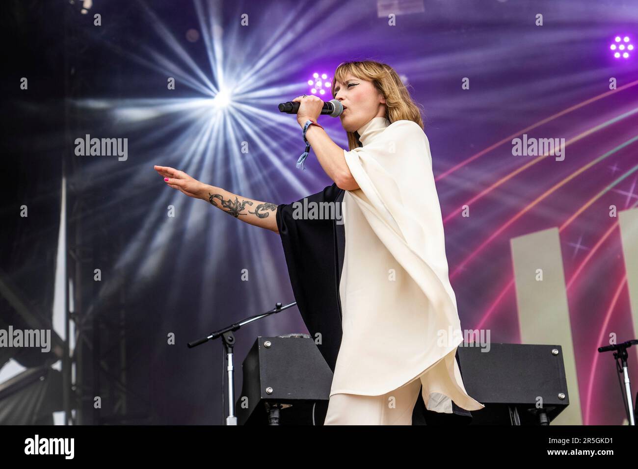 Holly Laessig of Lucius performs at Railbird Music Festival on Saturday ...