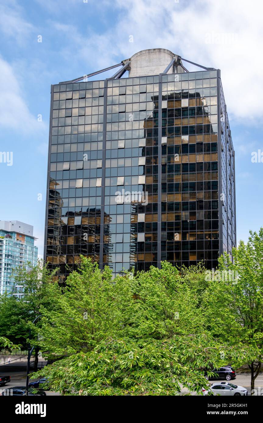 Vancouver, British Columbia - May 27, 2023: Views of the landmark Qube ...