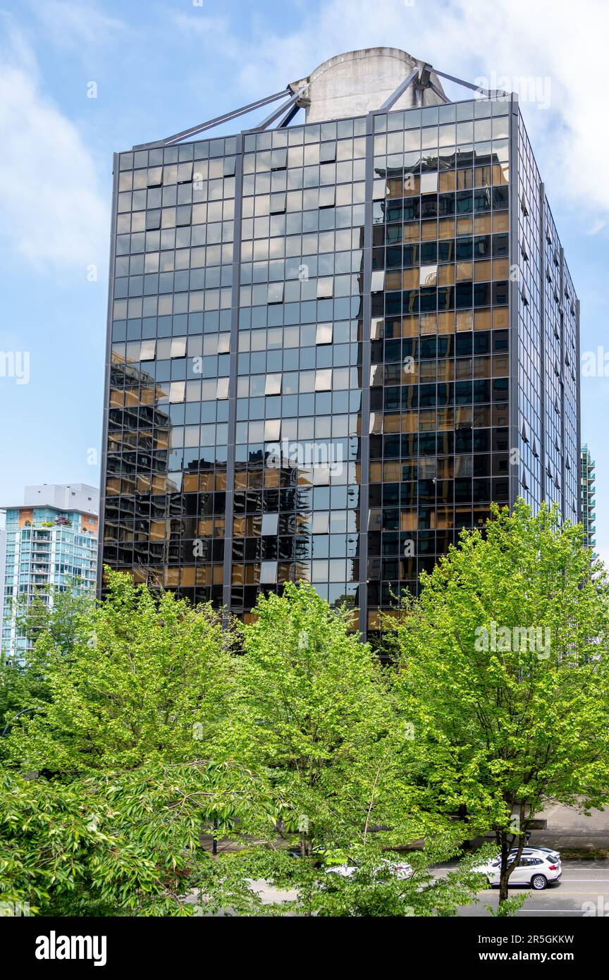 Vancouver, British Columbia - May 27, 2023: Views of the landmark Qube ...