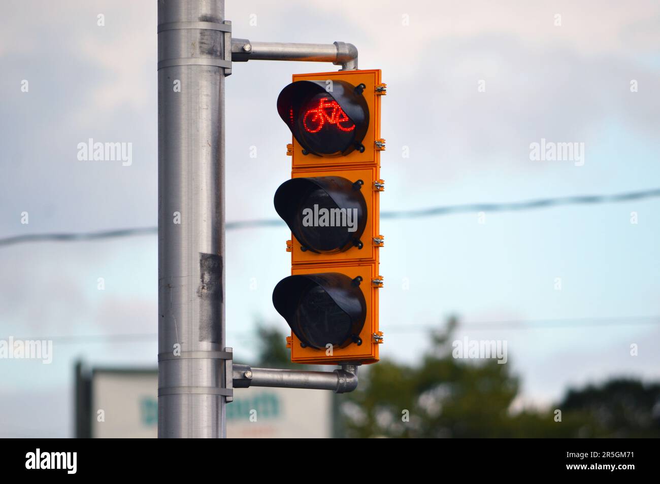 Bike traffic signal in Halifax, Nova Scotia, Canada, displaying a red ...