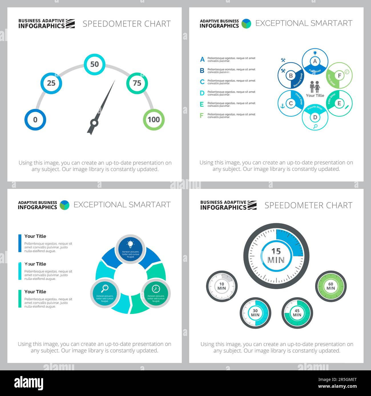 Collage of creative infographic diagrams with geometric elements Stock ...