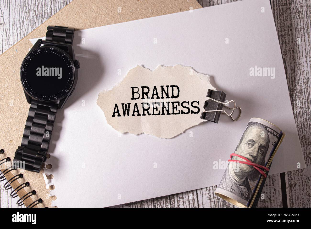 Brand awareness written on paper clipboard isolated on white background ...