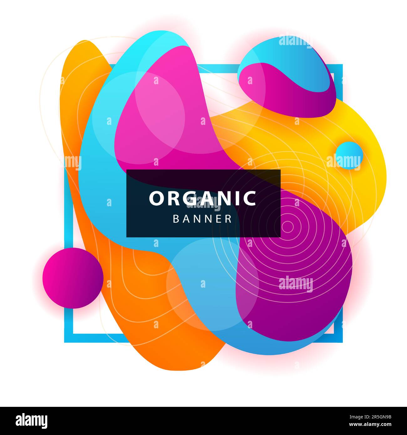 Purple, blue, orange abstract organic forms with frame Stock Vector ...