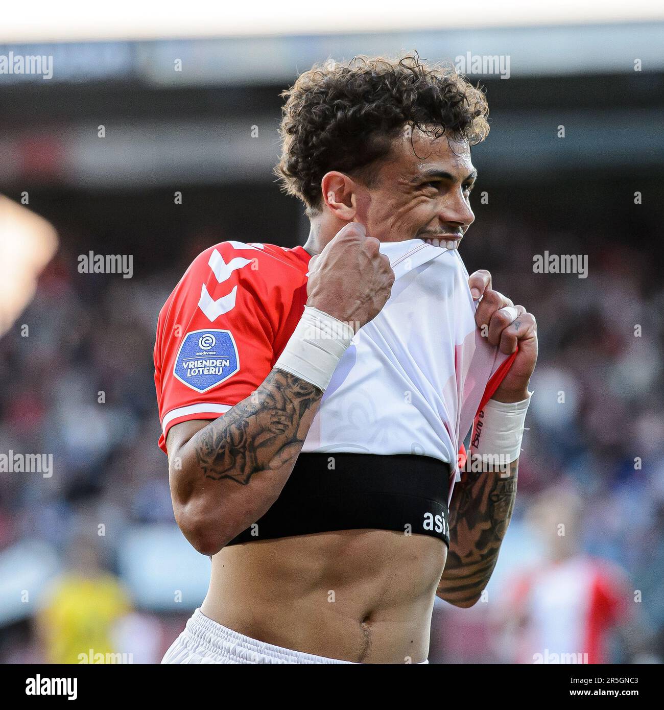 EMMEN - Jeremy Antonisse of FC Emmen is disappointed after missing a ...
