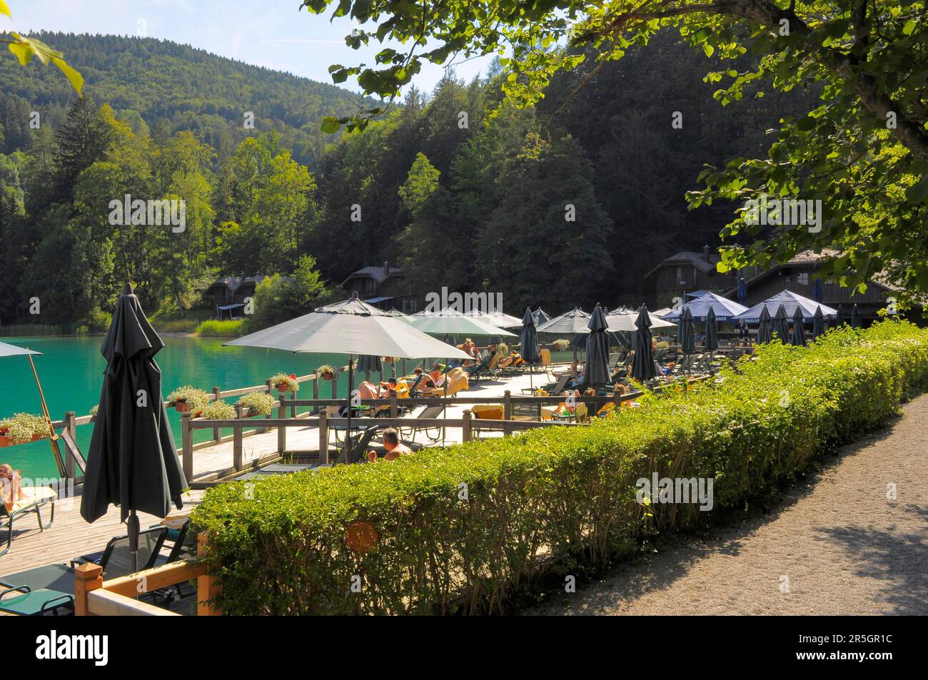 Fuschl Castle, Austria, Fuschlsee, holiday resort, bathing beach Stock ...