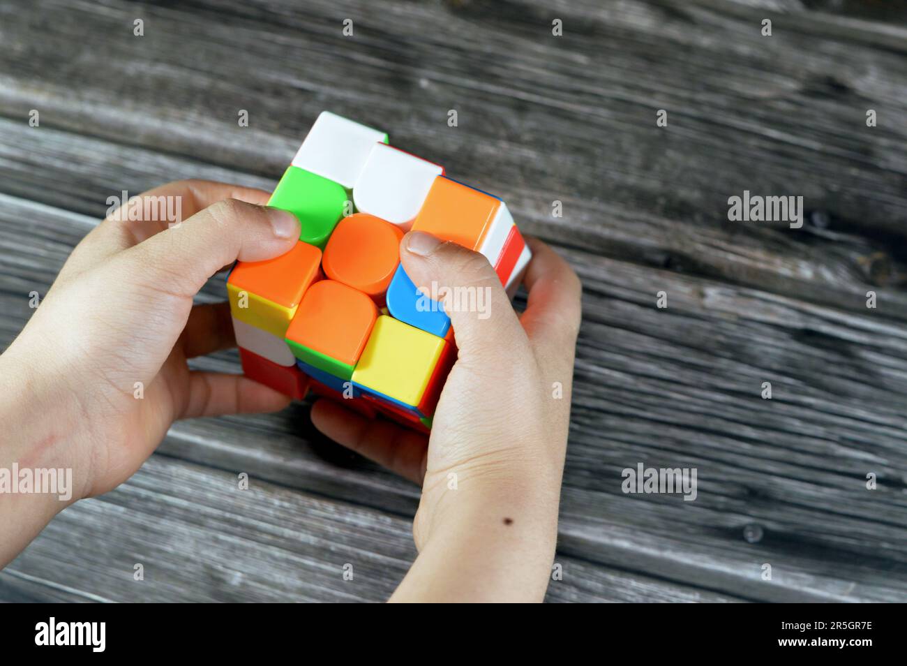 Cairo, Egypt, May 26 2023: Solving the Rubik's Cube by a child ...
