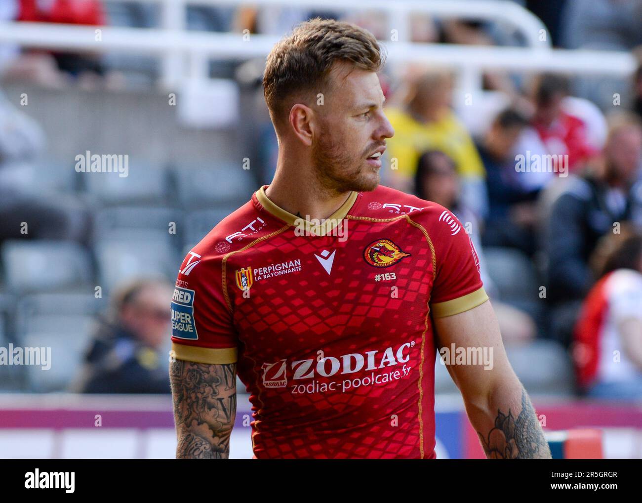 Tom Johnstone #24 of Catalans Dragons during the Betfred Super League ...