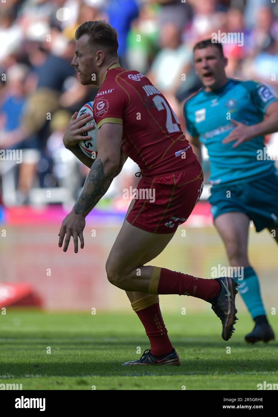 Tom Johnstone #24 of Catalans Dragons during the Betfred Super League ...