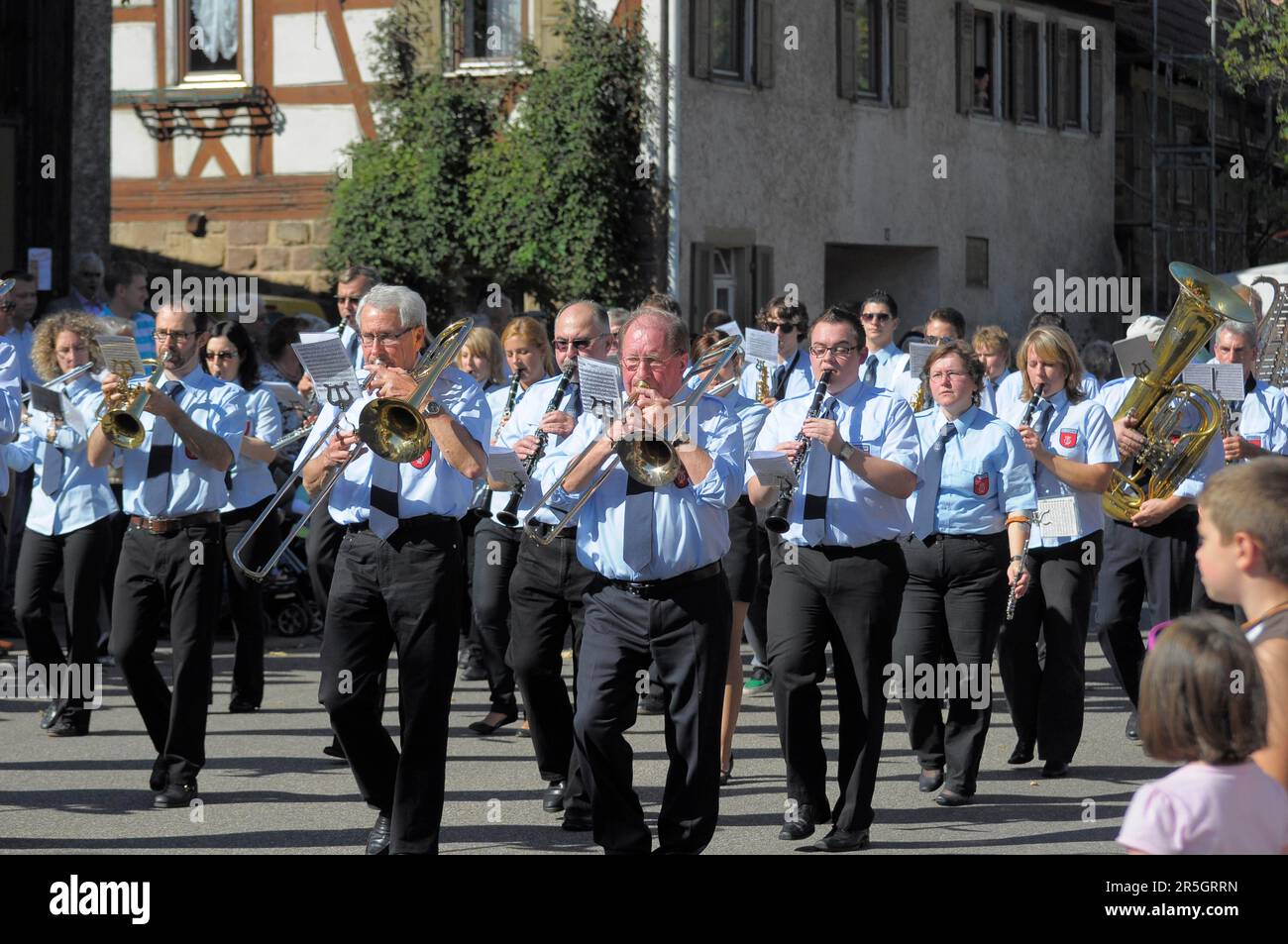 Music society Oelbronn at harvest festival, parade, various musical ...