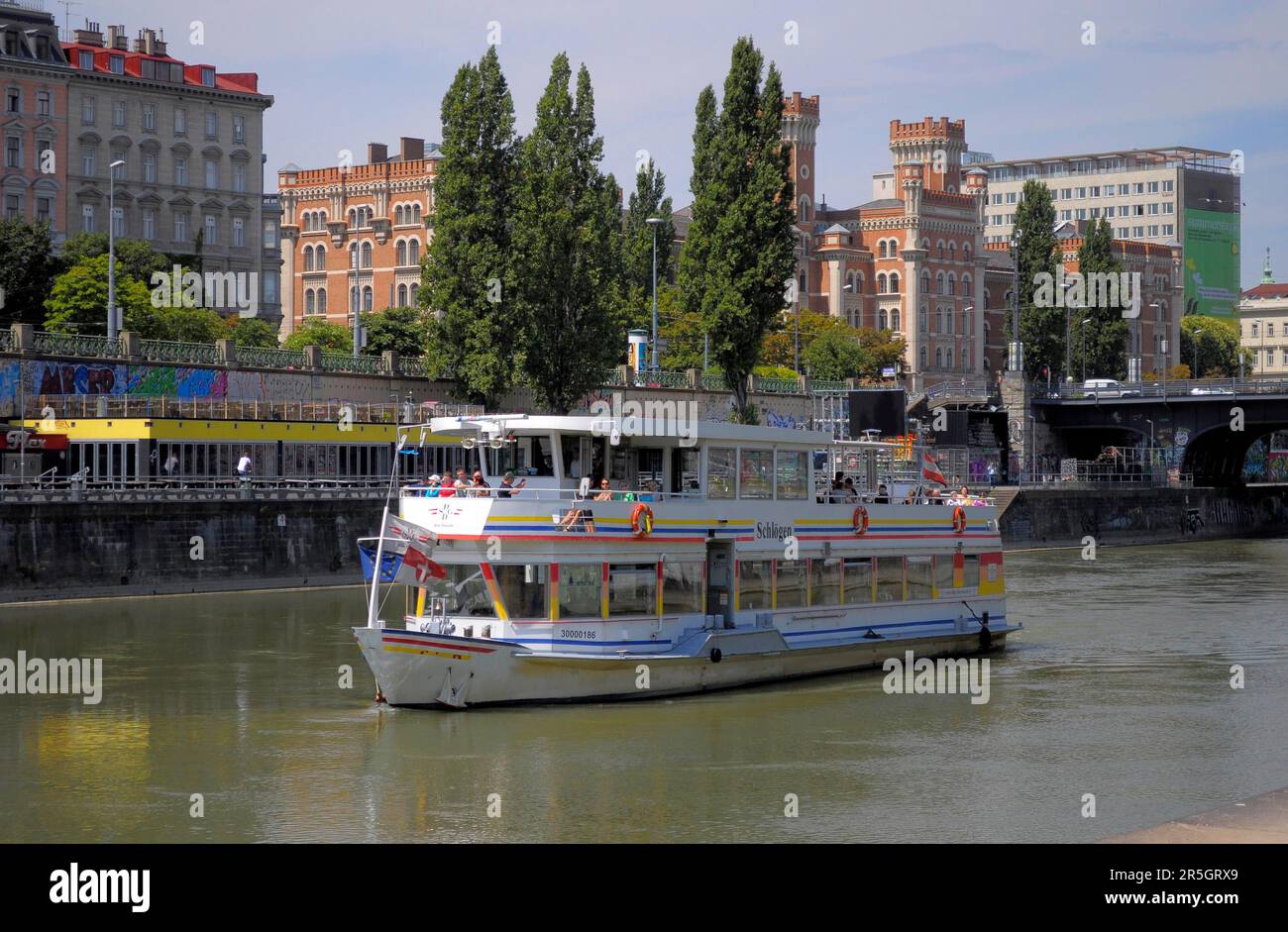 Austria, Vienna, Danube tributary, Augarten Bridge, river cruise, ship ...