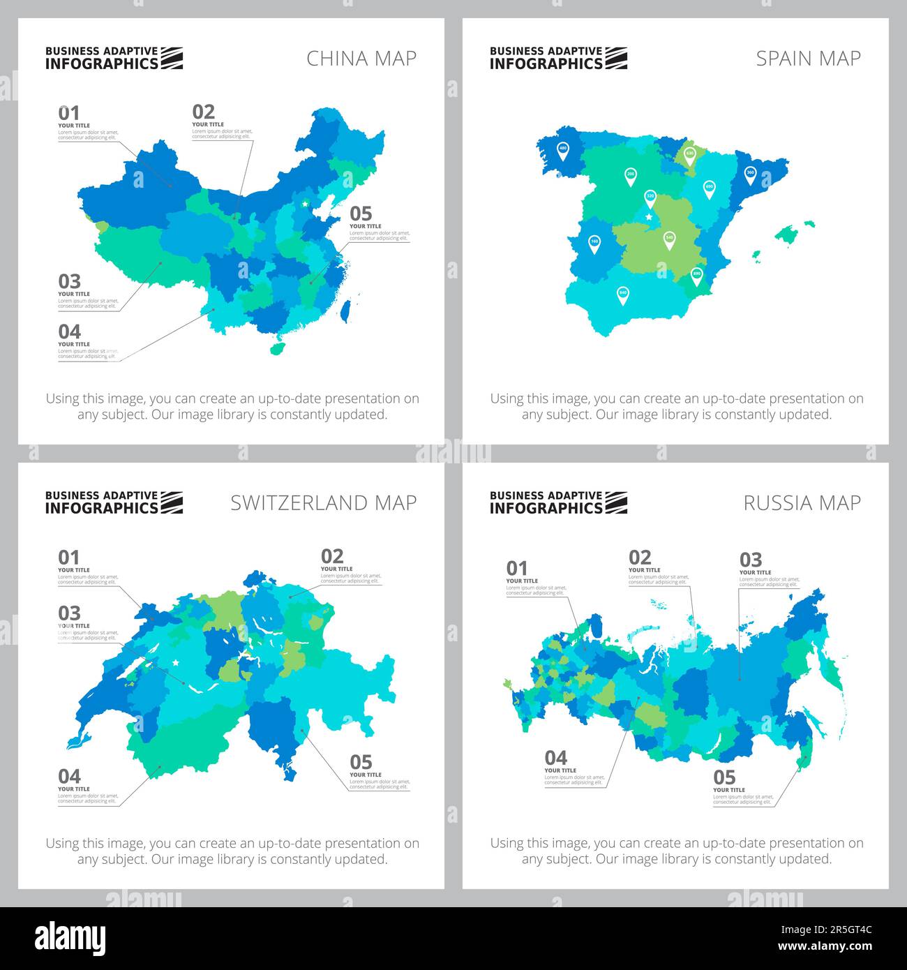 Set of original business infographic charts with maps Stock Vector ...