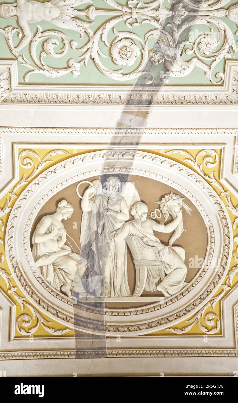 Vatican Museums, Rome, Italy: example of painting restoration technique ...