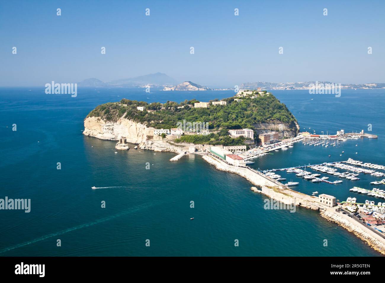View of Naples Gulf from Pozzuoli. Ischia and Procida Isles on the ...