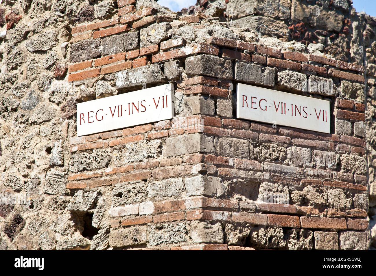 Detail of Pompeii site. The city of was destroyed and completely buried ...