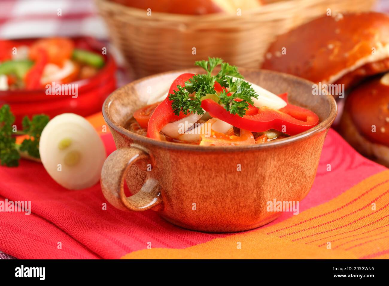 Lesco, originally Hungarian thick vegetable stew with peppers, onion ...