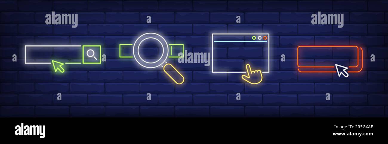 Browser interface neon sign set Stock Vector Image & Art - Alamy