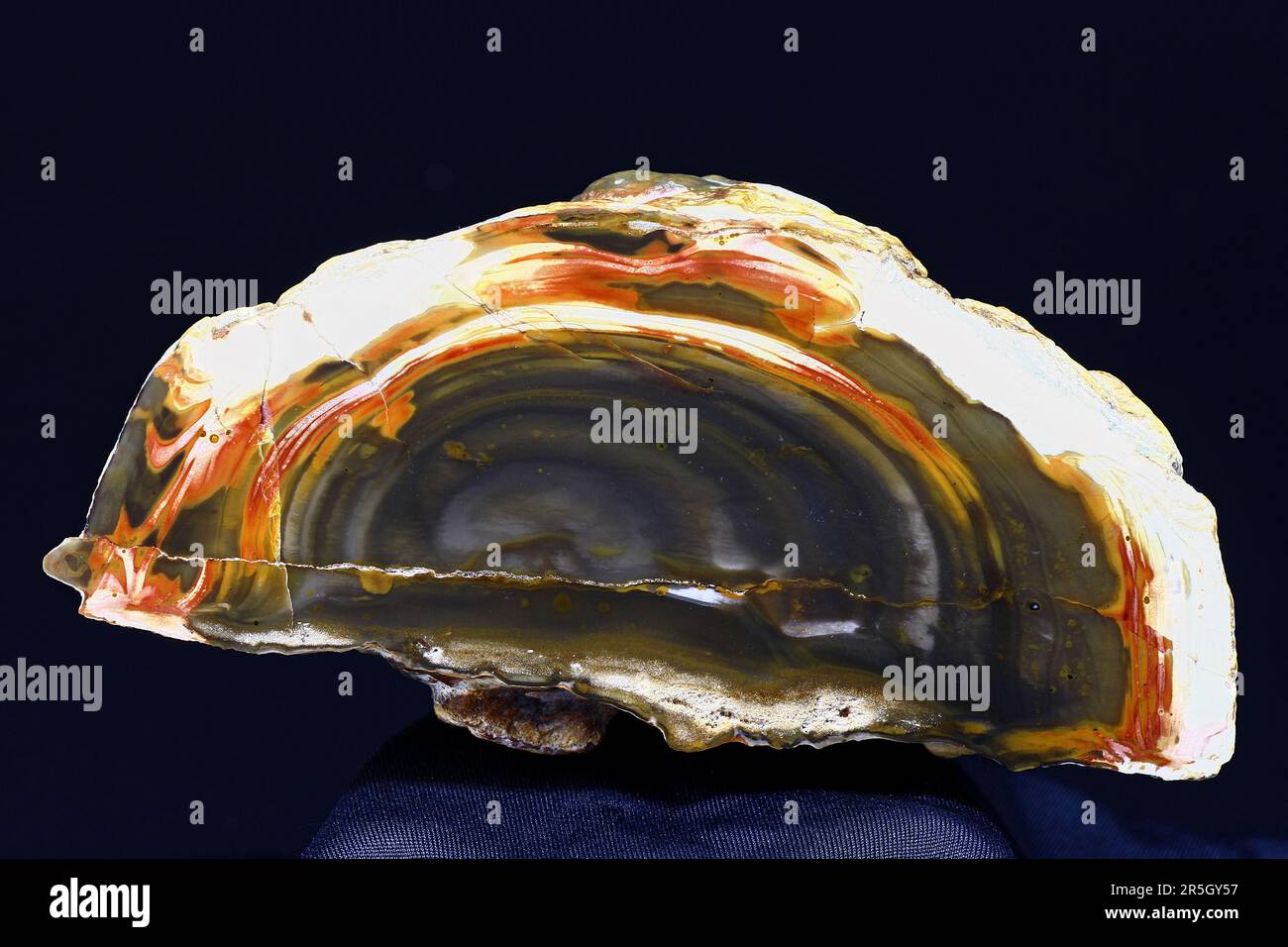 Patterned flint with colored streaks, polished cut of flint nodule ...