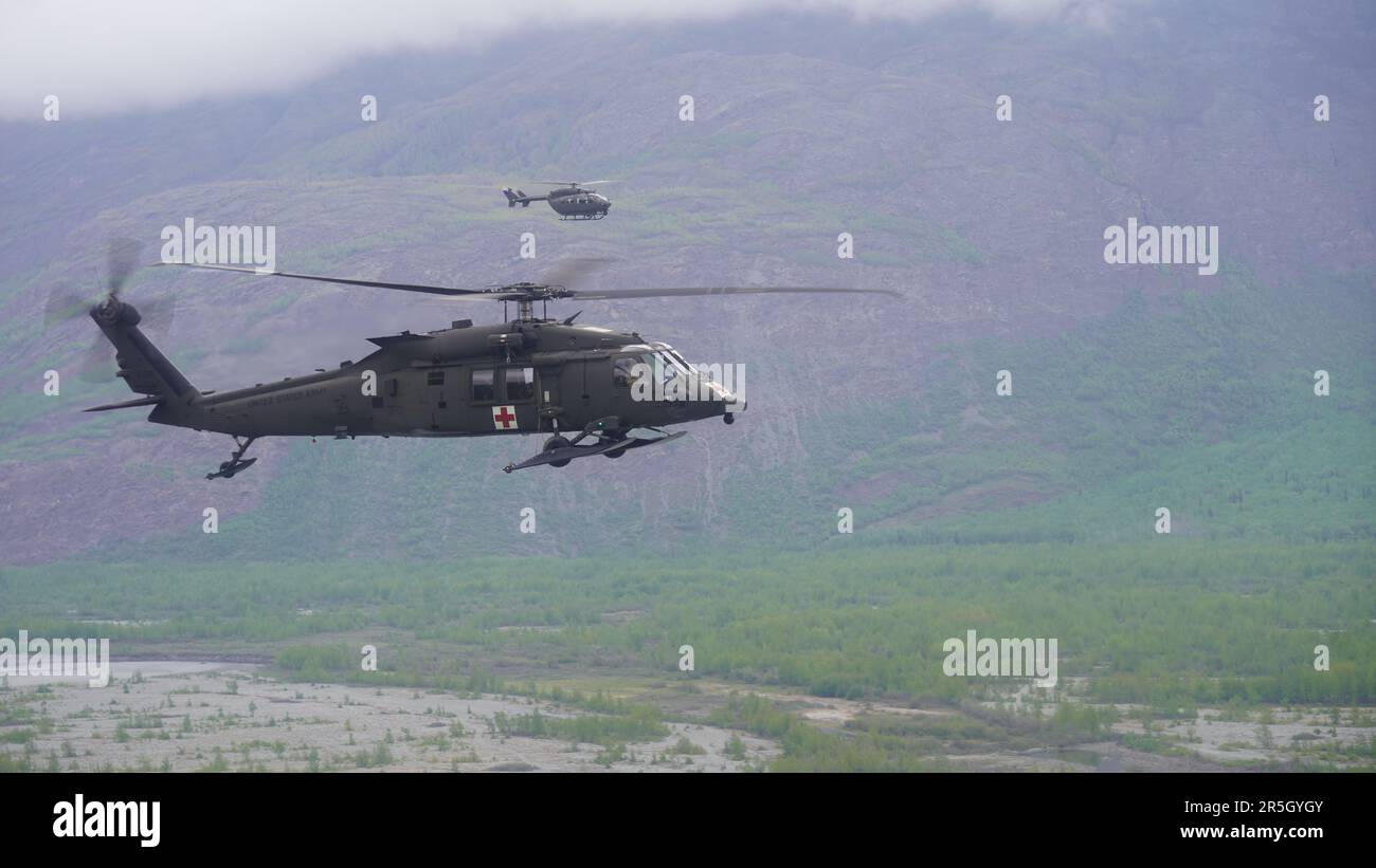 An HH-60M Black Hawk helicopter from Golf Co., 2-211th General Support ...