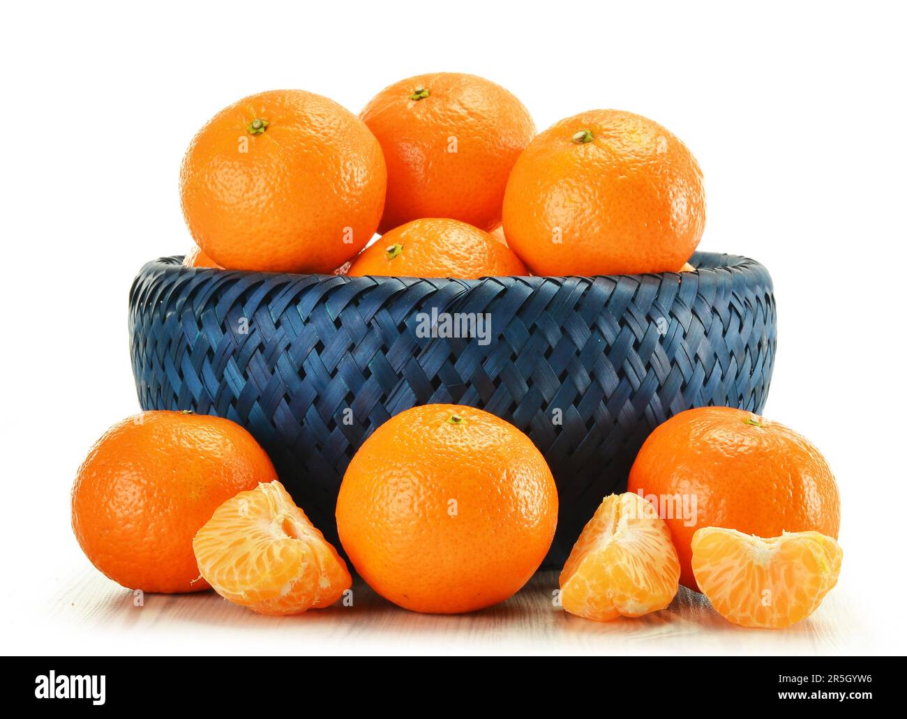 Composition with tangerines isolated on white Stock Photo - Alamy