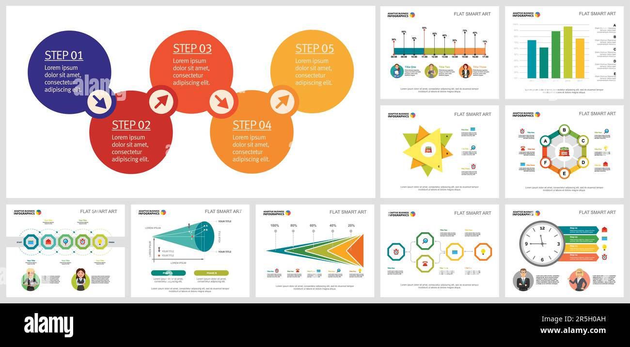 Set of marketing or production concept infographic charts Stock Vector ...