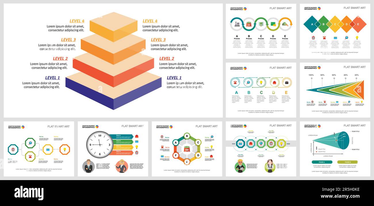 Set of original business graphic designs for project management Stock ...