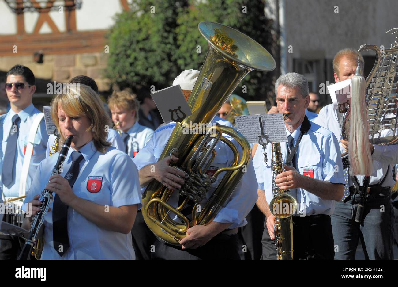Music society Oelbronn at harvest festival, parade, various musical ...