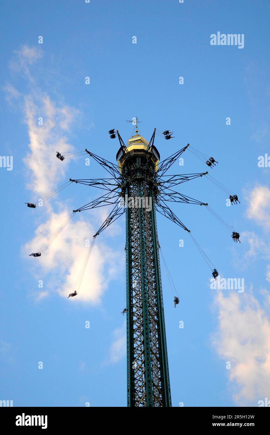 Austria, Vienna, Prater fairground, evening mood, chain carousel ...