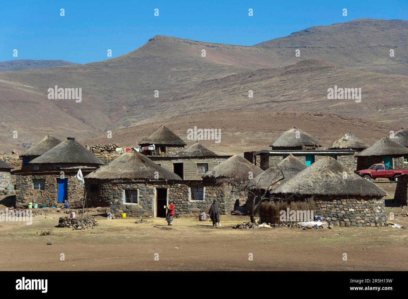 Village, Mokhotlong District, A14, Lesotho Stock Photo - Alamy
