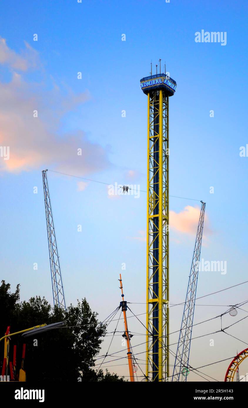 Austria, Vienna, Prater fairground, evening mood, chain carousel ...