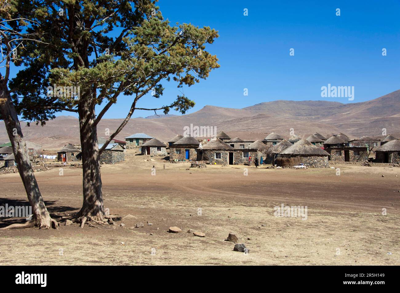 Village, Mokhotlong District, A14, Lesotho Stock Photo - Alamy