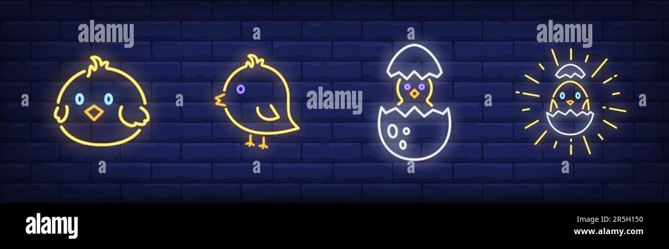 Easter chicken neon sign set Stock Vector Image & Art - Alamy