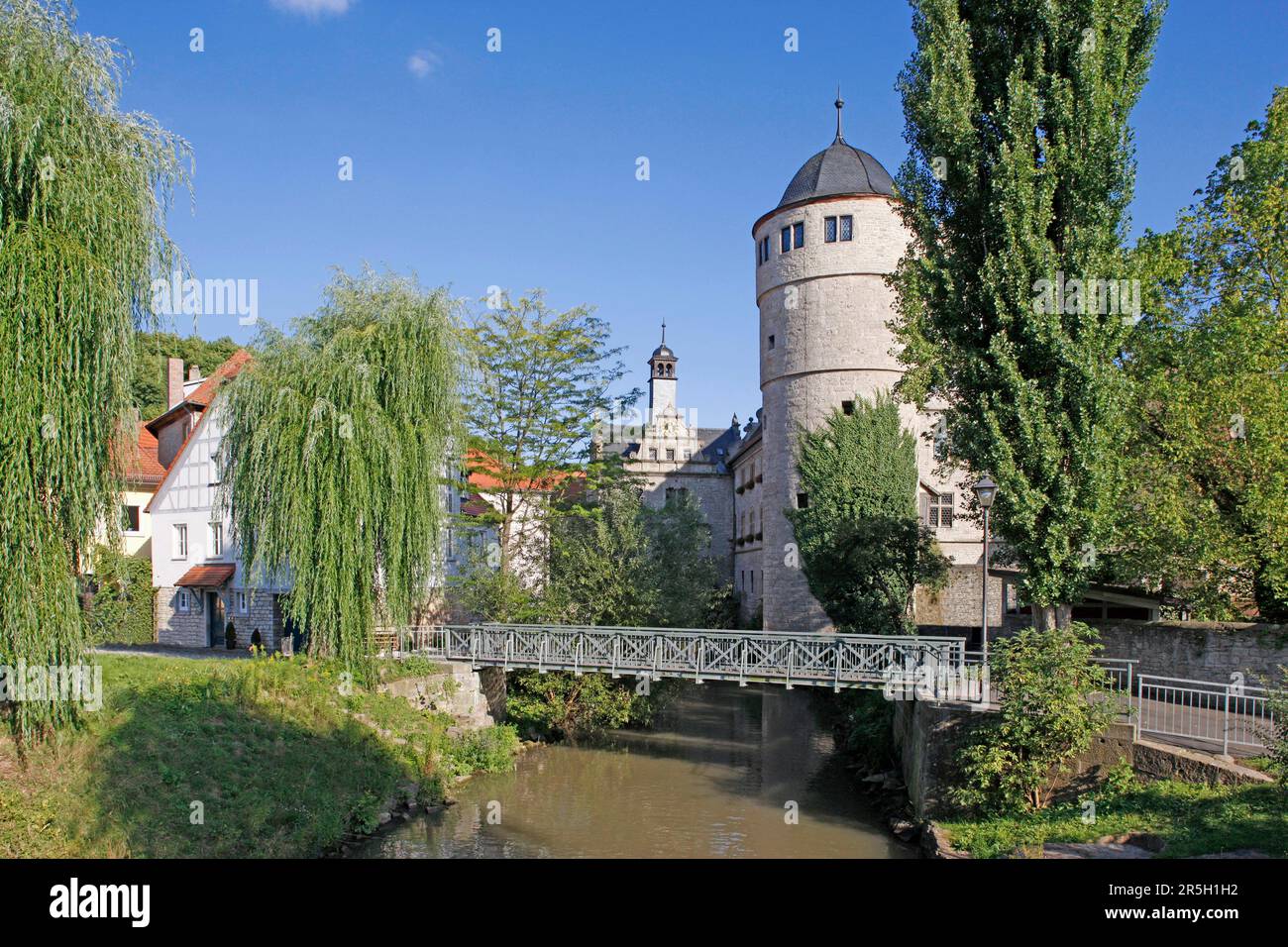 Black tower, city fortification, Marktbreit, Bavaria, Germany Stock ...